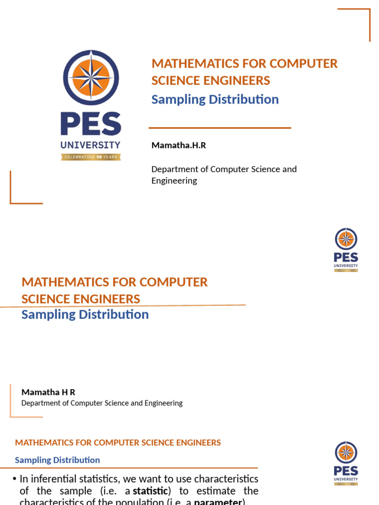 UE24MA242A-Unit1-Class 17 Sampling Distribution + Central Limit Theorem | PDF | Probability ...