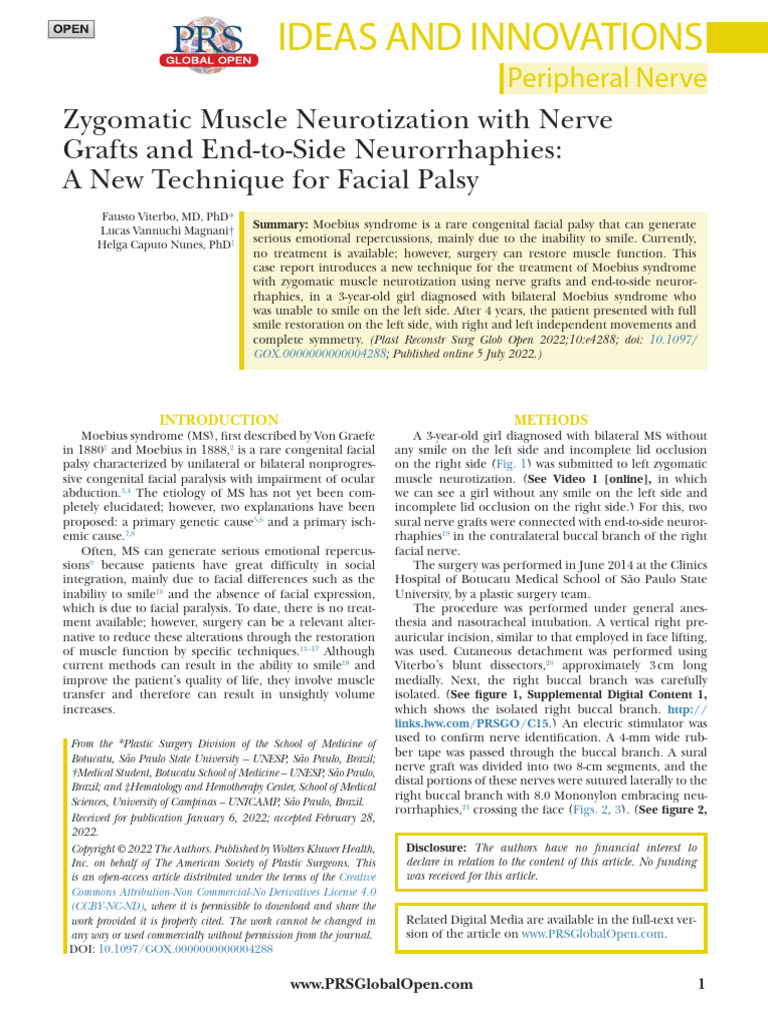Zygomatic Muscle Neurotization With Nerve Grafts.2 | PDF | Medical ...