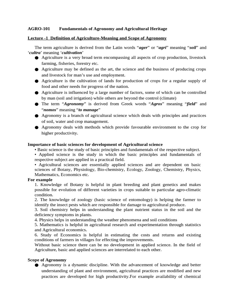 Fundamentals of Agronomy Notes SG | PDF | Agriculture | Agronomy