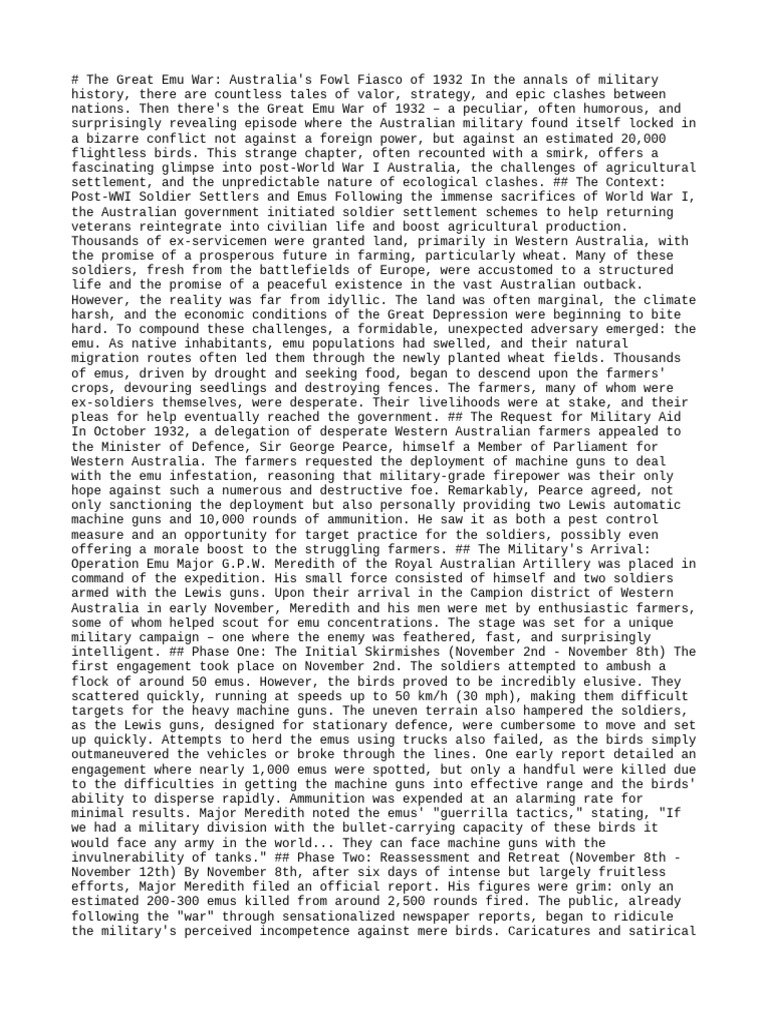 Great Emu War: Australia's 1932 Oddity | PDF | Military