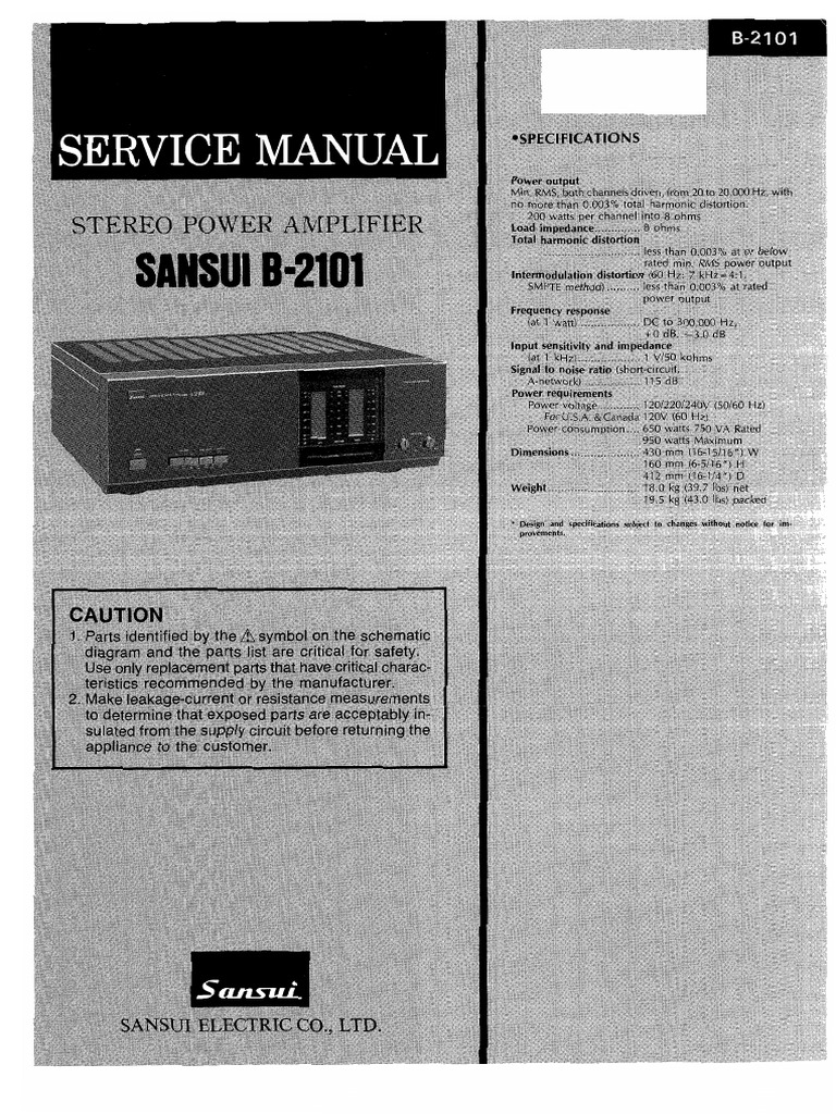 Sansui B2101 PWR SM | PDF