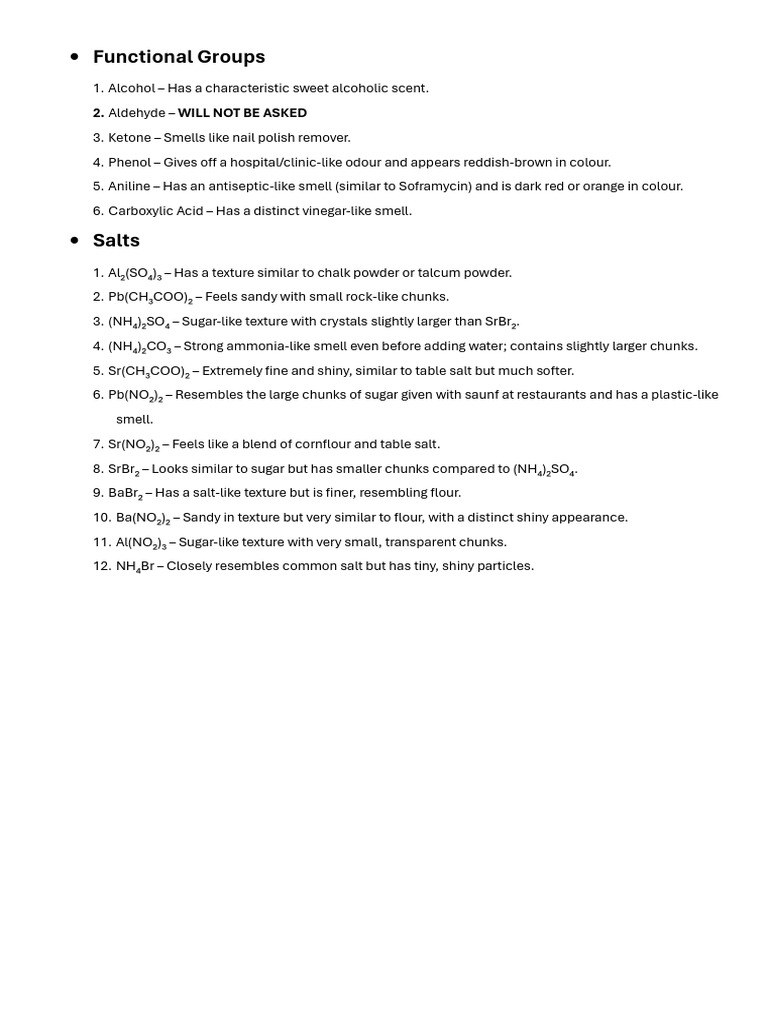 Functional Groups and Salt Textures | PDF