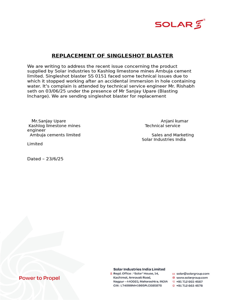 Replacement Singleshot Blaster of ACL Darlaghat | PDF