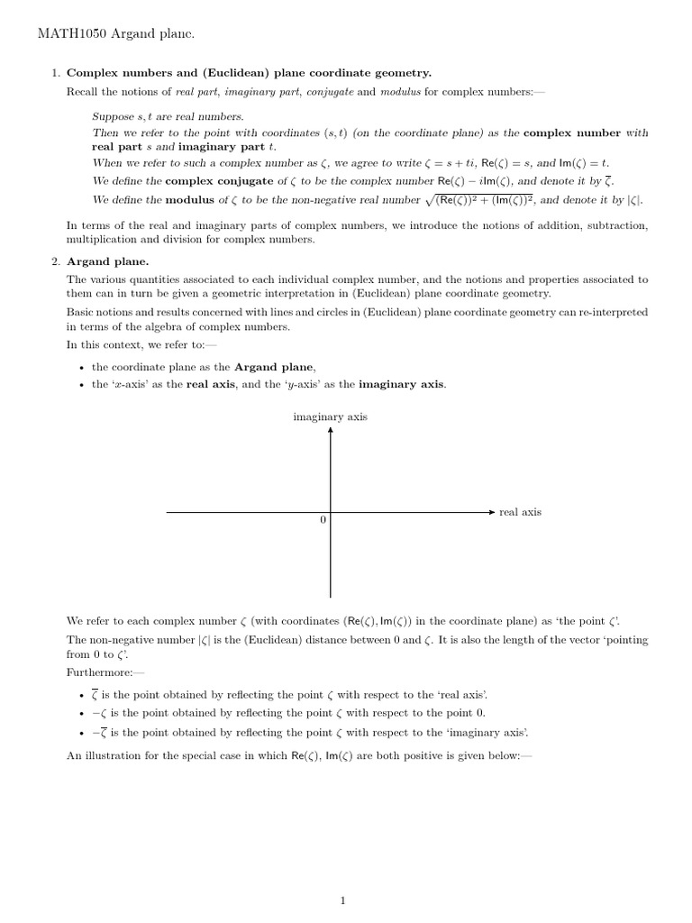 MATH1050 Argand plane.: s, t s, t s t ζ ζ s ti ζ s ζ t ζ ζ i ζ ζ ζ ζ ζ ...