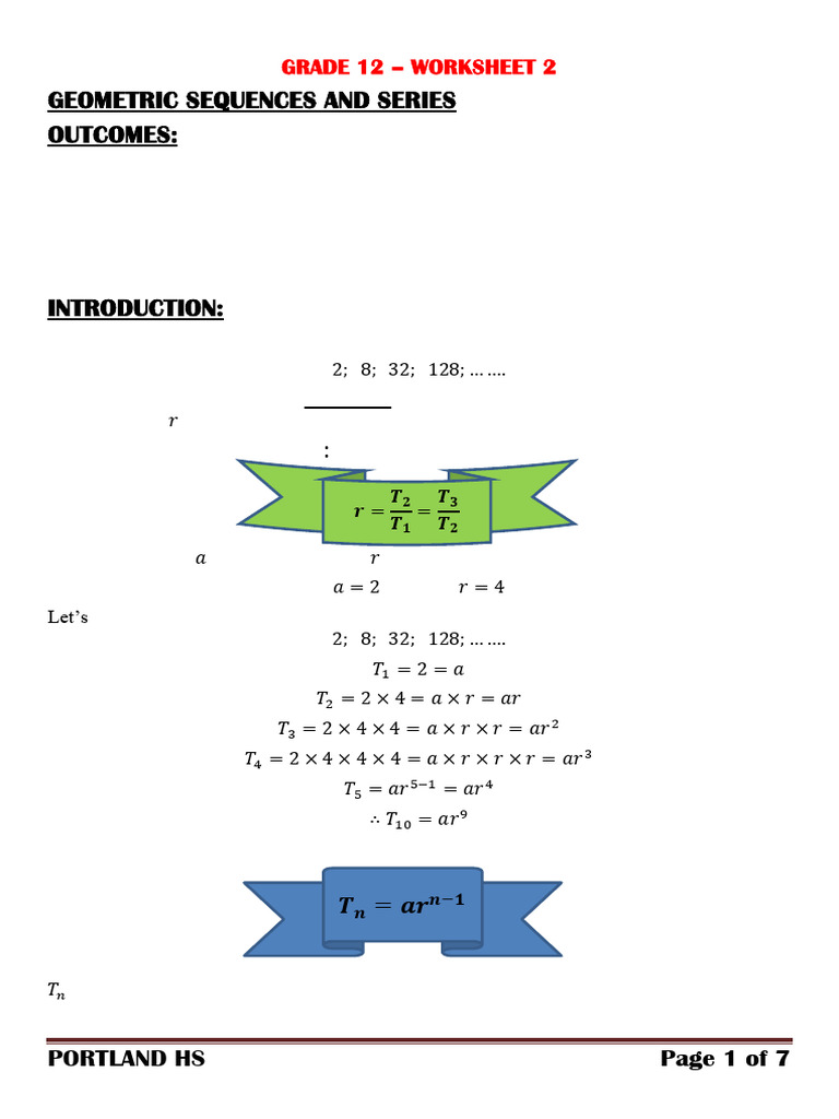 Term 1 - Ws 2 Geometric Sequences and Series | PDF | Number Theory ...