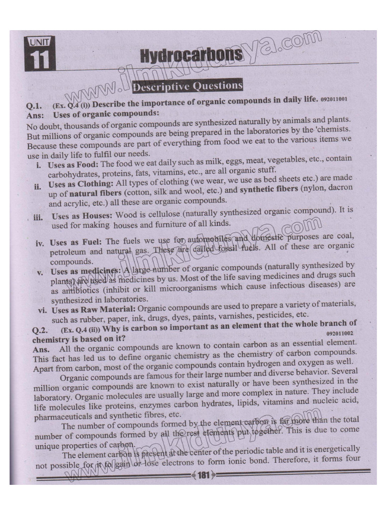 9th Class Chemistry Unique Notes New Syllabus 2025 Chapter 11 | PDF