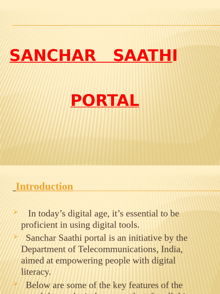Sanchar Saathi Portal: Digital Literacy Hub | PDF