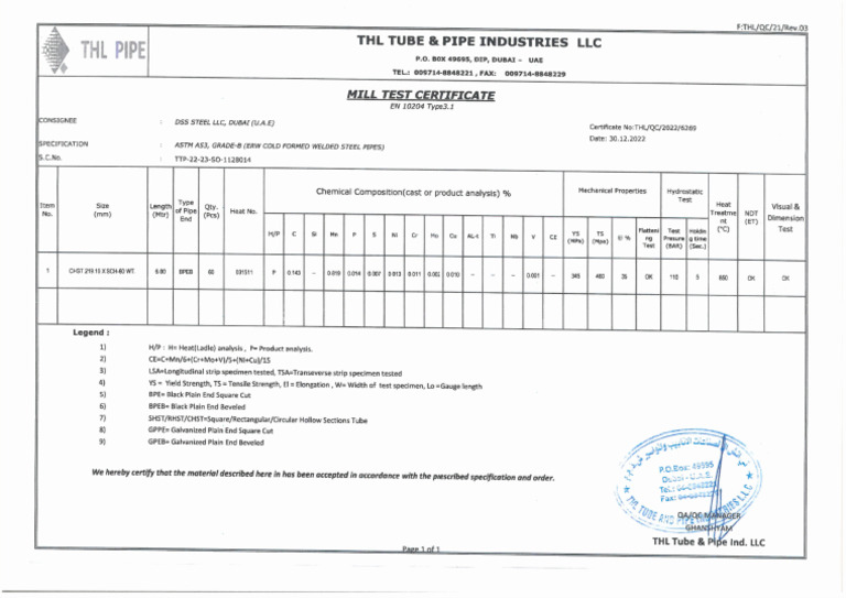 THL Pipe-Chs 219 | PDF