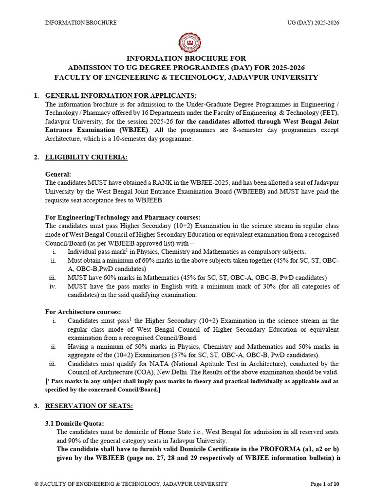 Ug Engineering Admission Brochure | PDF