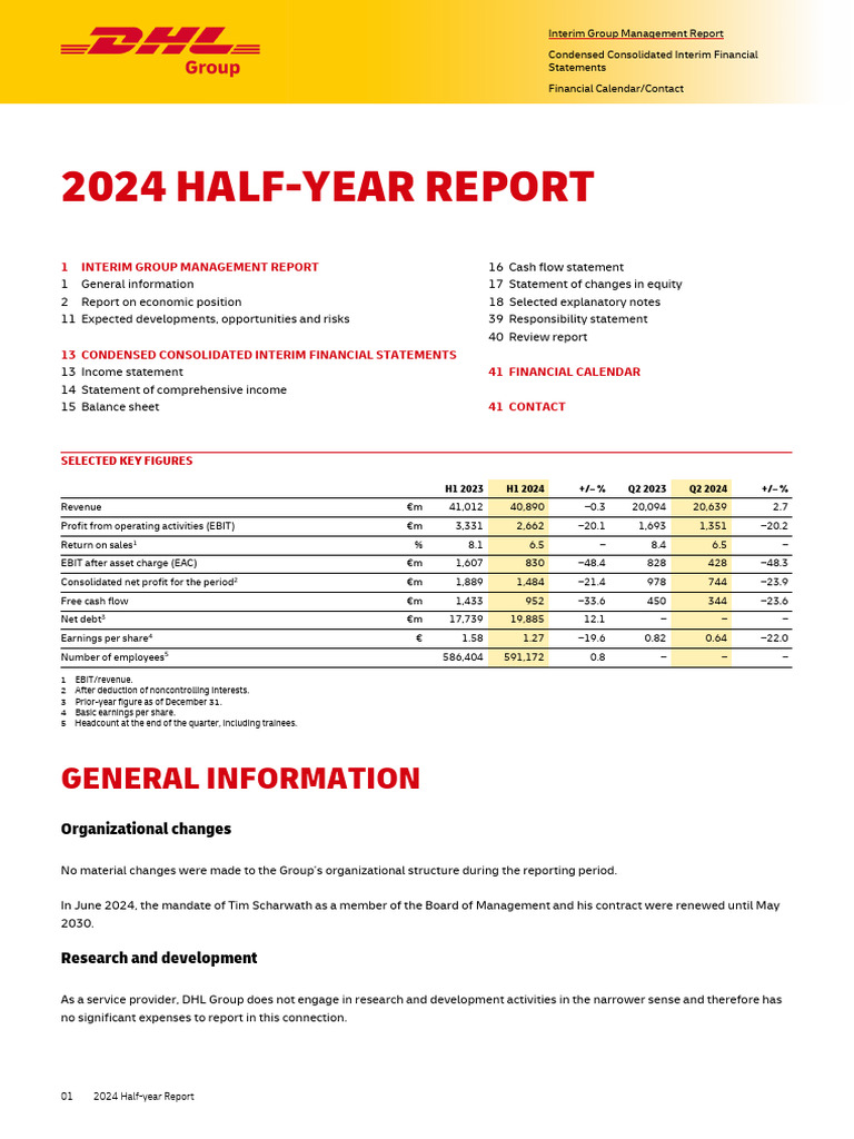 DHL Group 2024 Half Year Report | PDF | Expense | Financial Services