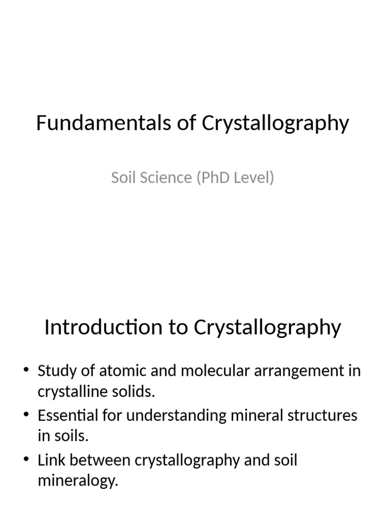 Fundamentals of Crystallography Soil Science PHD | PDF