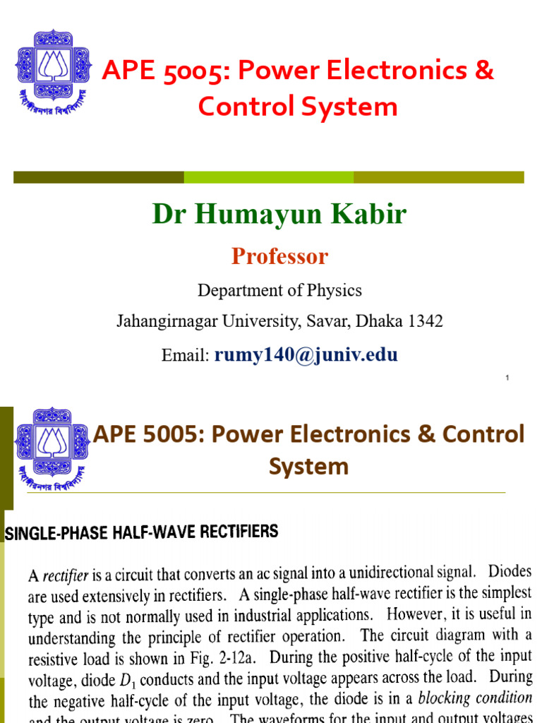 Power Electronics & Control Systems Guide | PDF | Rectifier | Power ...