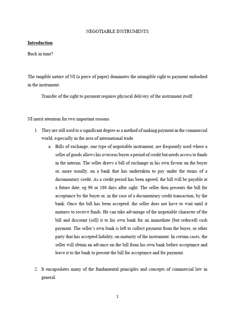 Negotiable Instruments | PDF | Negotiable Instrument | Money