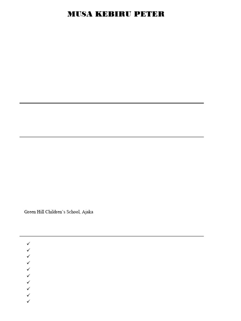 MUSA KEBIRU PETER CV New | PDF | Cognition | Learning