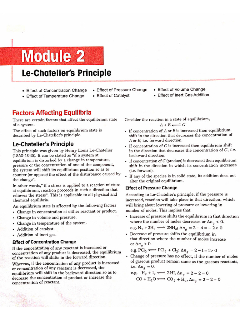 Chap 7 Chemical Equilibrium Module 2 | PDF