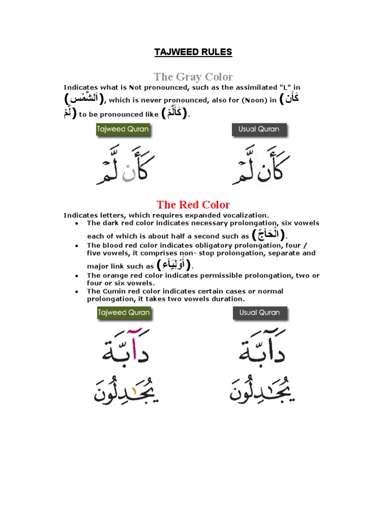 Tajweed Rules | PDF | Language Arts & Discipline