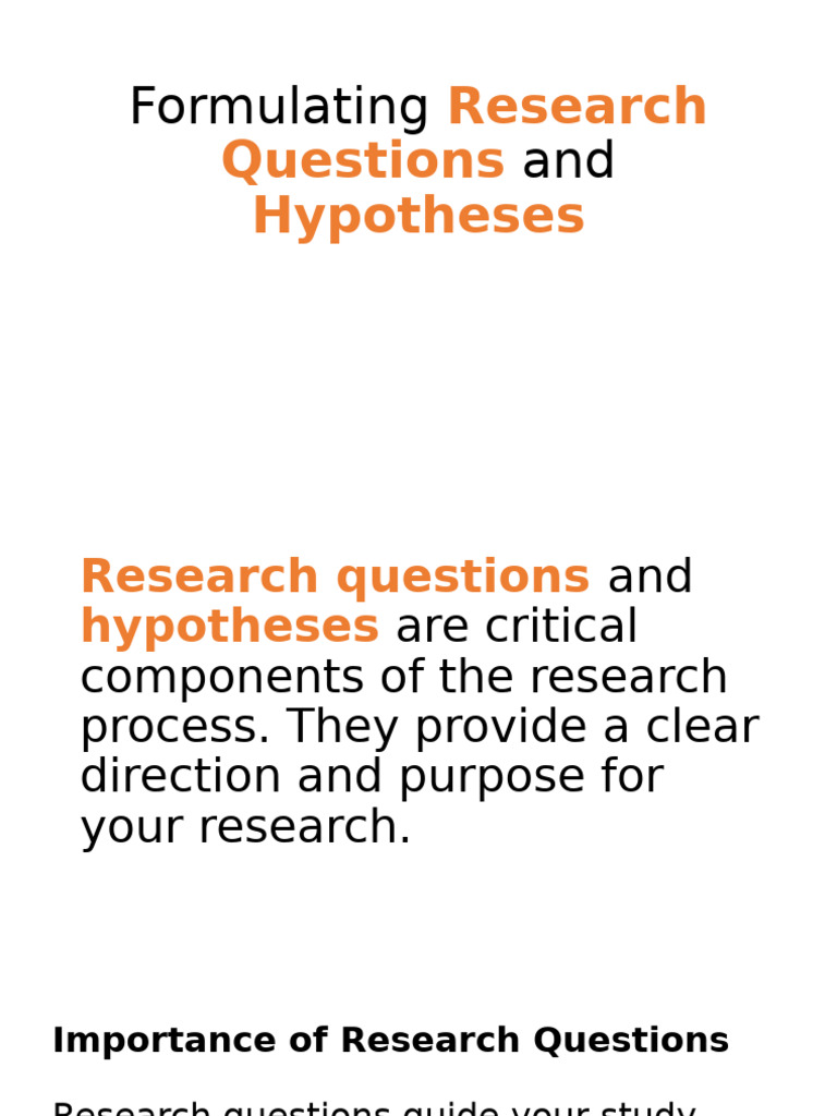 Module 2 2 Formulating Research Questions And Hypotheses Pdf