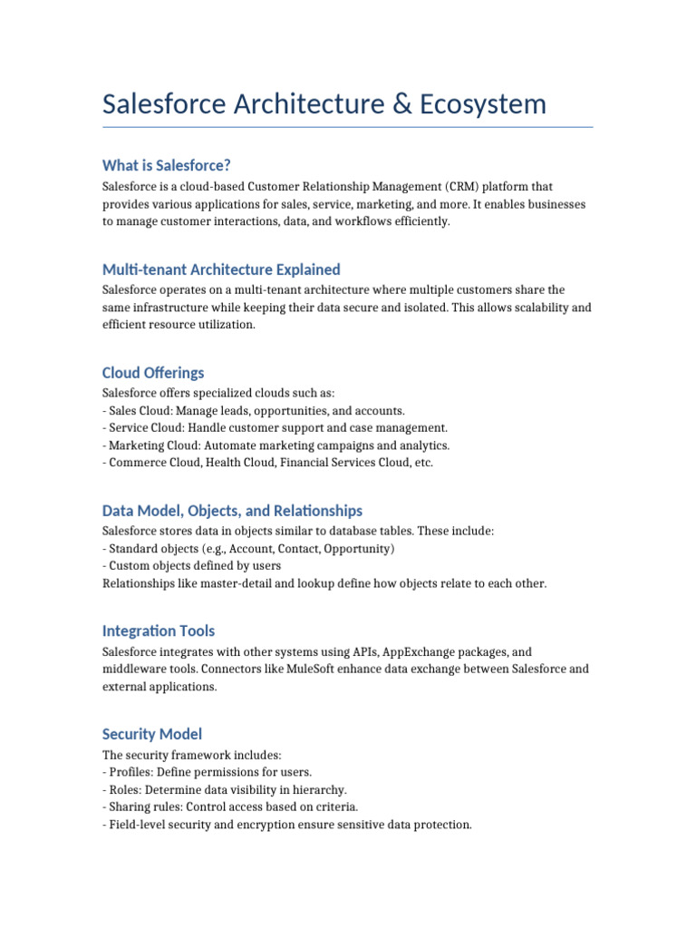 Salesforce Architecture and Ecosystem | PDF