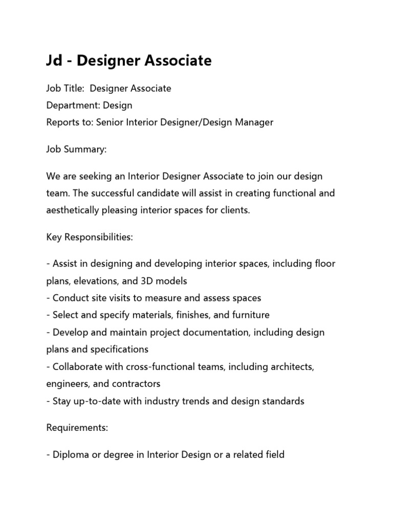 JD - Designer Associate | PDF