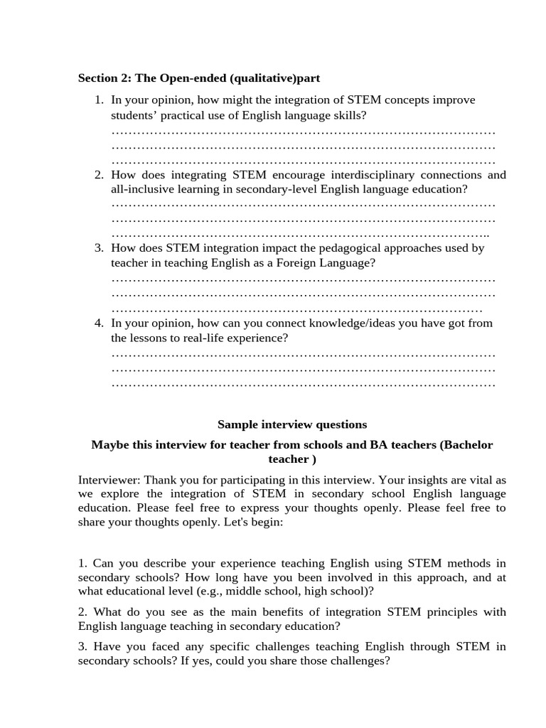 Open Ended Questions | PDF