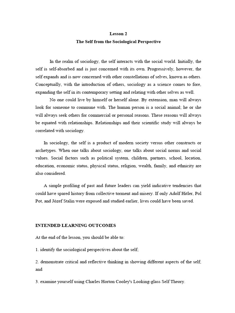 Lesson 2 Understanding The Self | PDF | Self Concept | Identity (Social ...