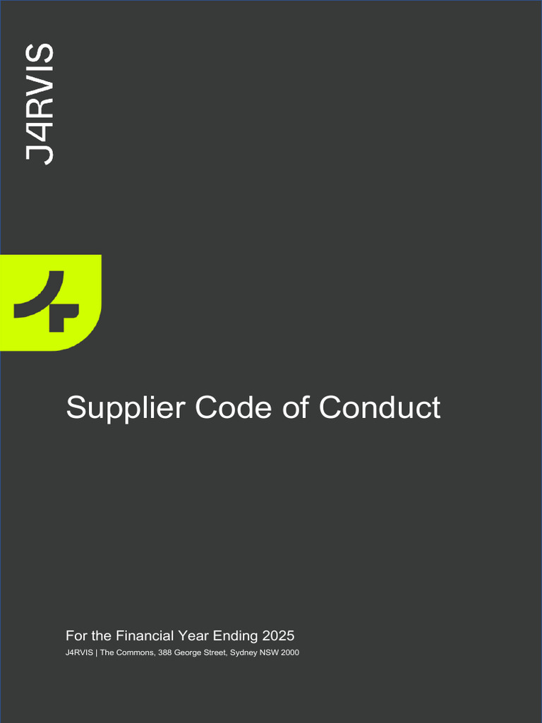 J4RVIS Supplier Code of Conduct 2025 | PDF | Labour Law | Employment