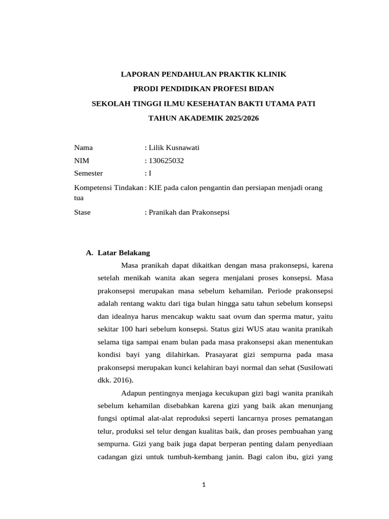 Lp Pranikah Fix Bu Lilik | PDF