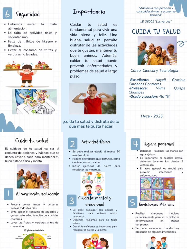 Folleto Tríptico Salud y Bienestar Ilustrativo Azul y Blanco - 20250819 ...