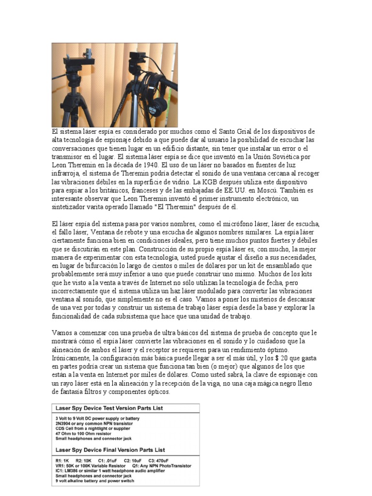 Construye tu propio láser espía | PDF | Láser | Altoparlante