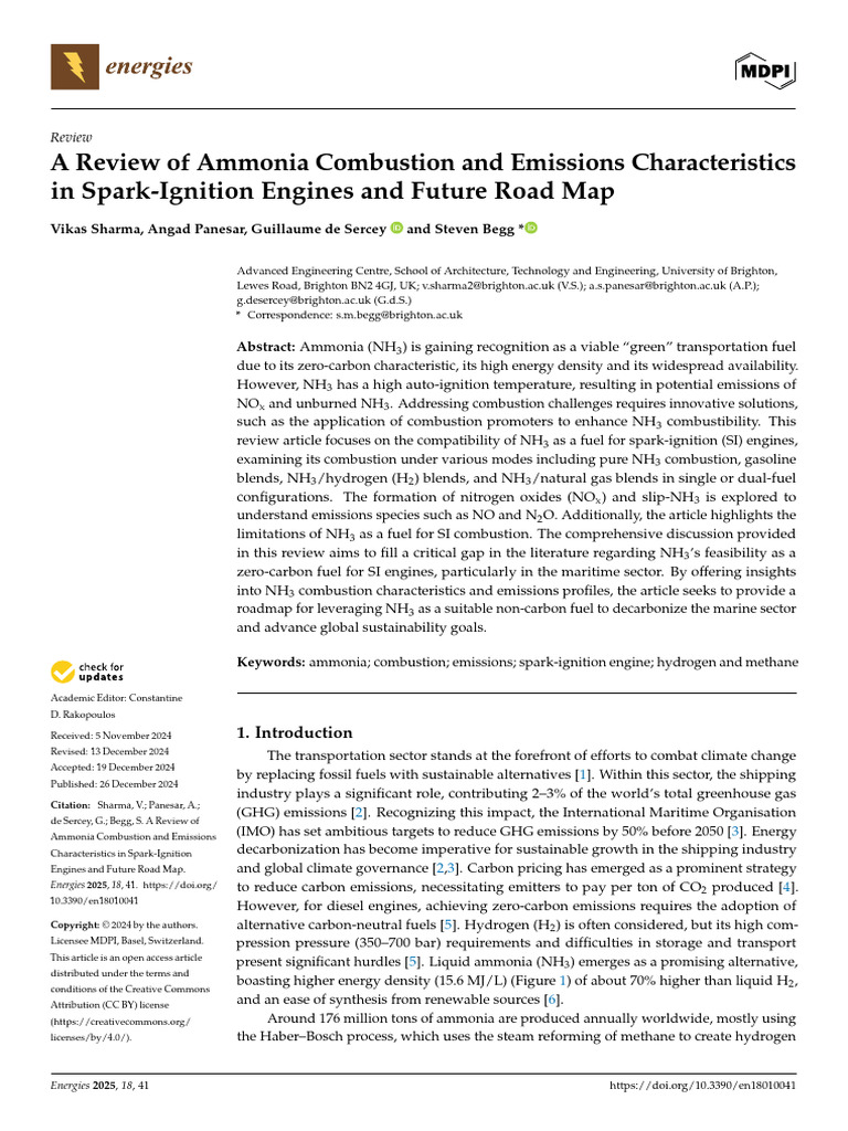A Review of Ammonia Combustion and Emissions Chara | PDF | Combustion ...