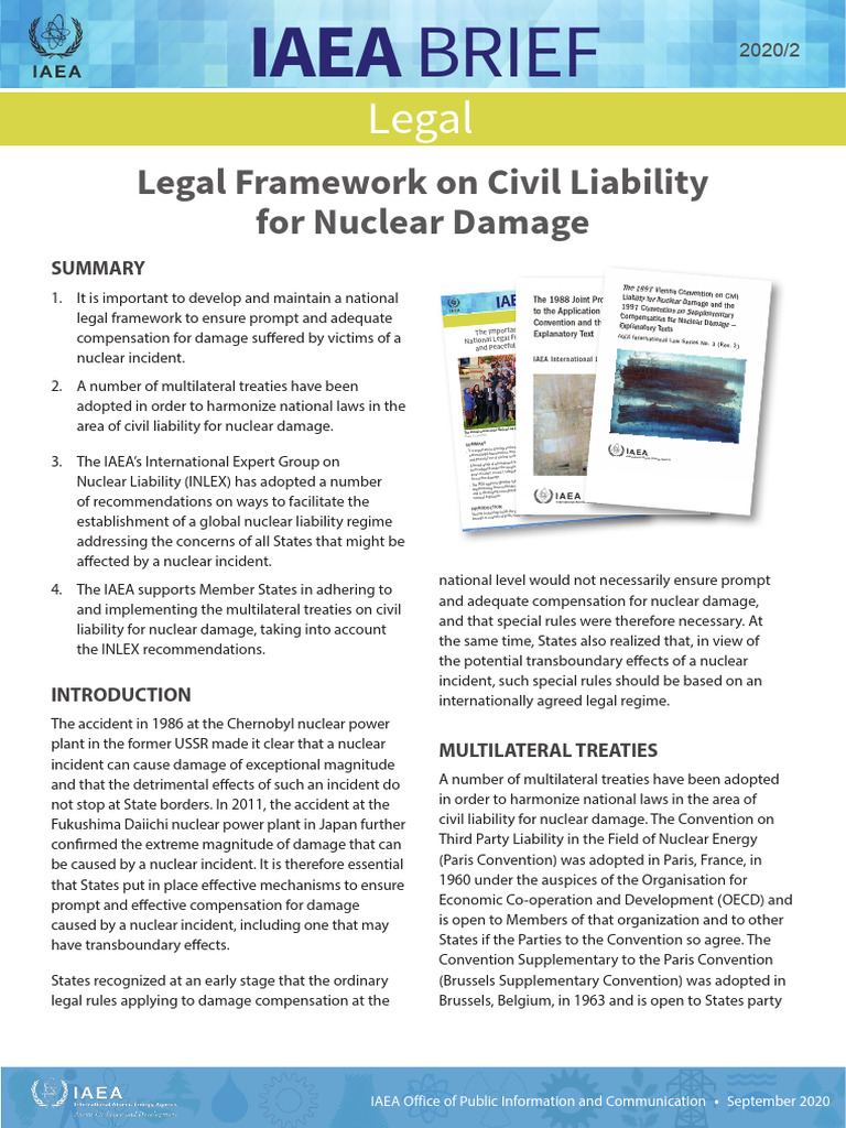 IAEA Brief (Legal Framework On Civil Liability For Nuclear Damage) Read ...