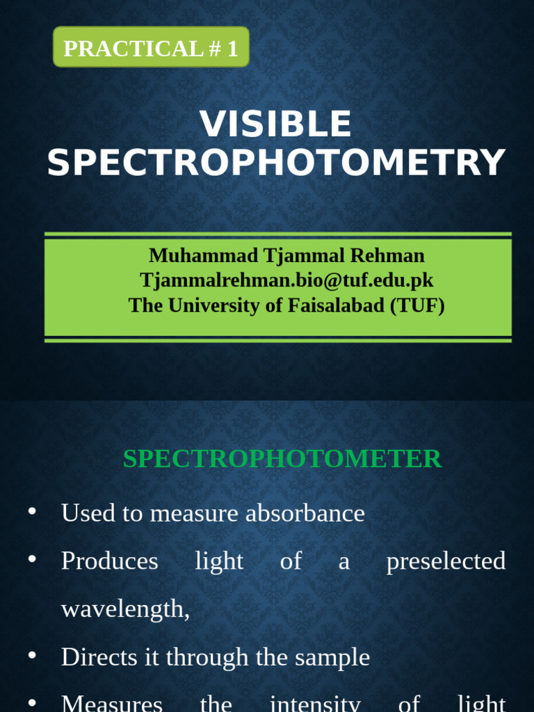 Visible Spectrophotometry | PDF | Spectrophotometry | Ultraviolet ...
