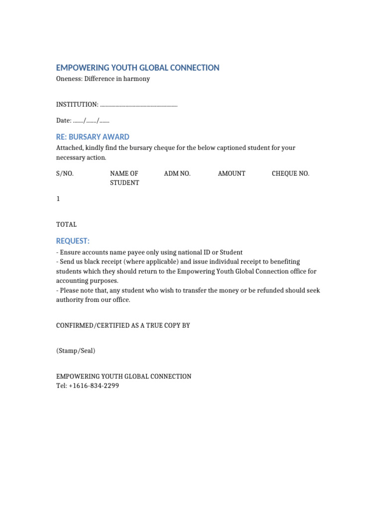 Bursary Award Template | PDF