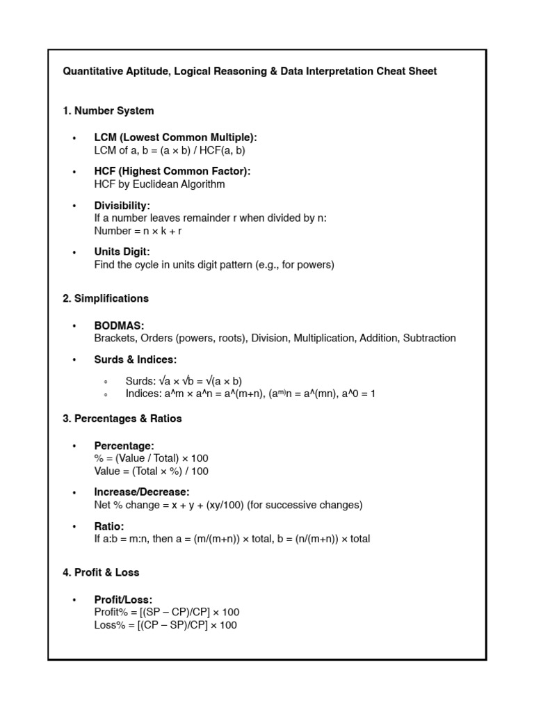 Reasoning and Formula Guide | PDF | Mathematics