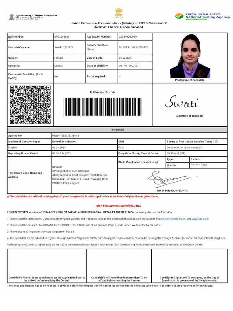 NTA Application Details Report | PDF