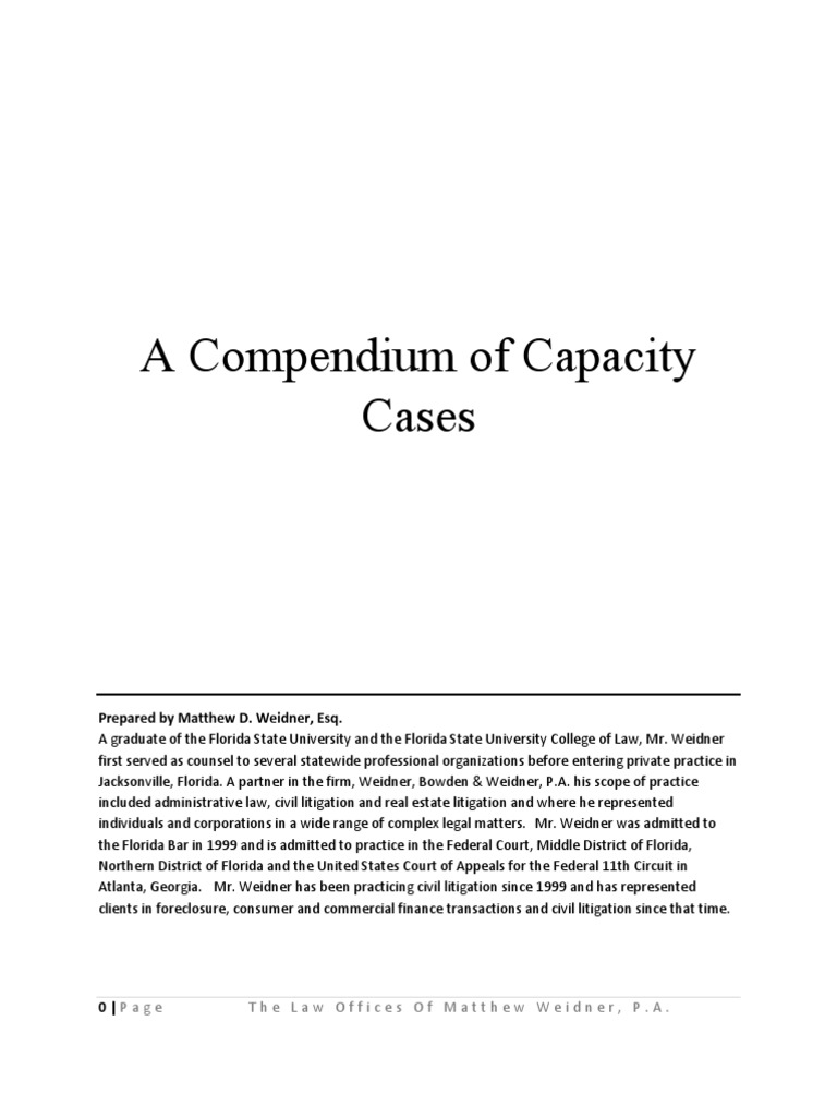 Capacity Cases Compendium From Matt Weidner Esq. | PDF | Lawsuit | Pleading