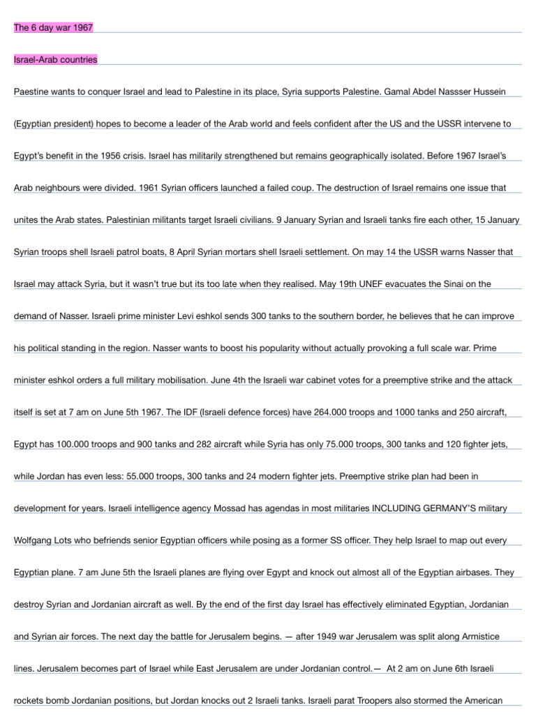 The Six Day War | PDF | Israel | World Politics