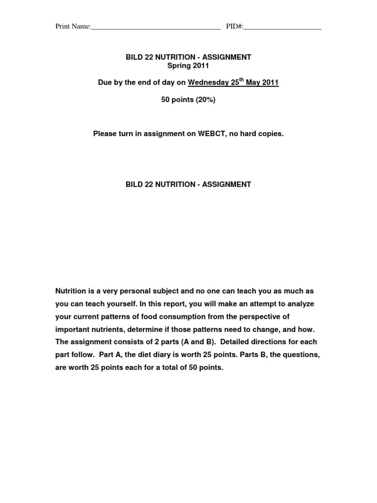 Nutrition assignment analysis | PDF | Food Energy | Foods