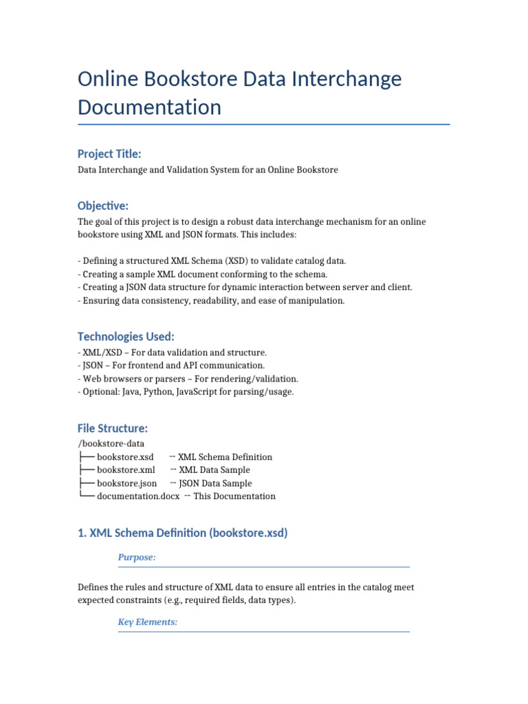 Online Bookstore Data Interchange Documentation | PDF | Json | Xml