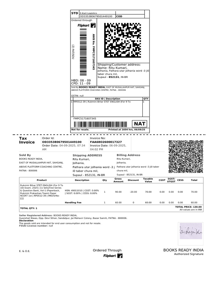 Flipkart 06september | PDF | Invoice | Taxes