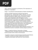 Importance of Shona Language Project | PDF