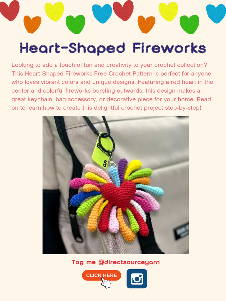 Heart-Shaped Fireworks Crochet Pattern | PDF | Crochet | Textile Arts