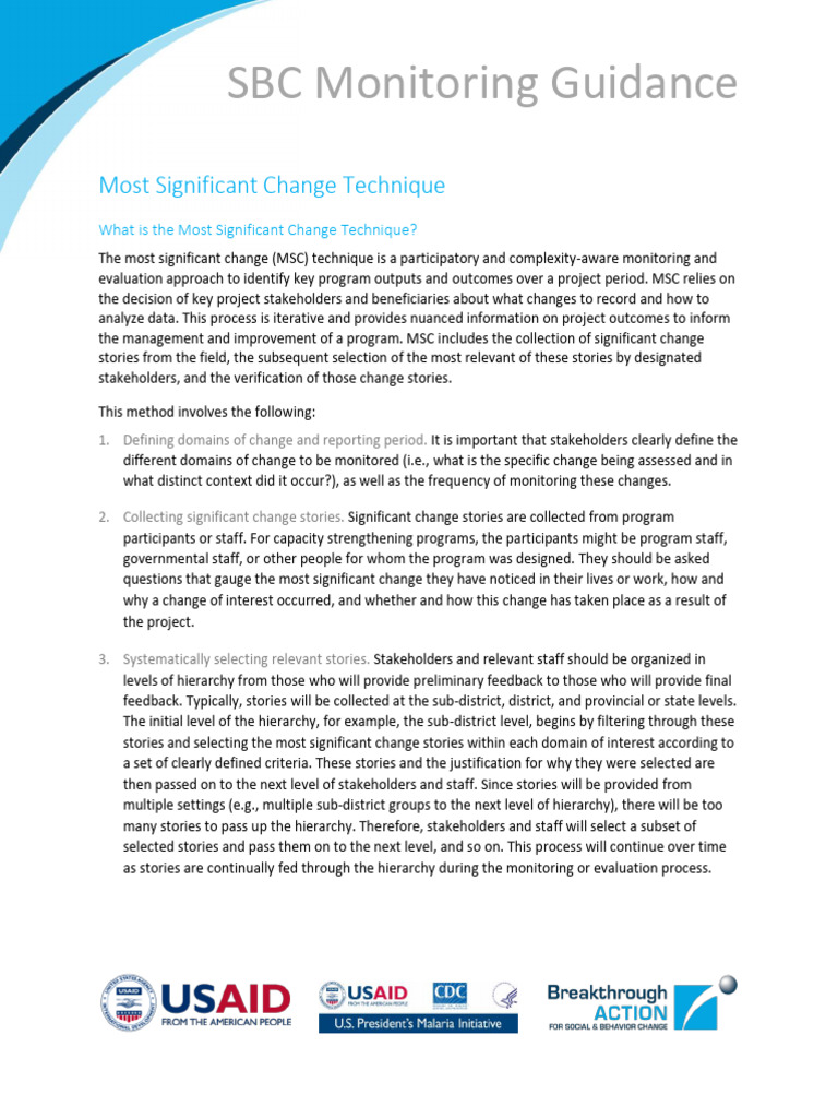 SBC Monitoring Guidance Most Significant Change | PDF | Evaluation | Quantitative Research