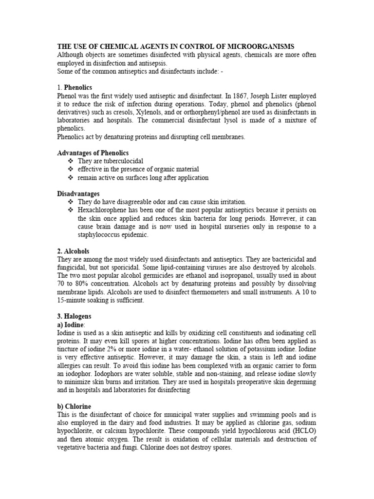 Chemical Agents for Microbial Control | PDF | Disinfectant | Chlorine