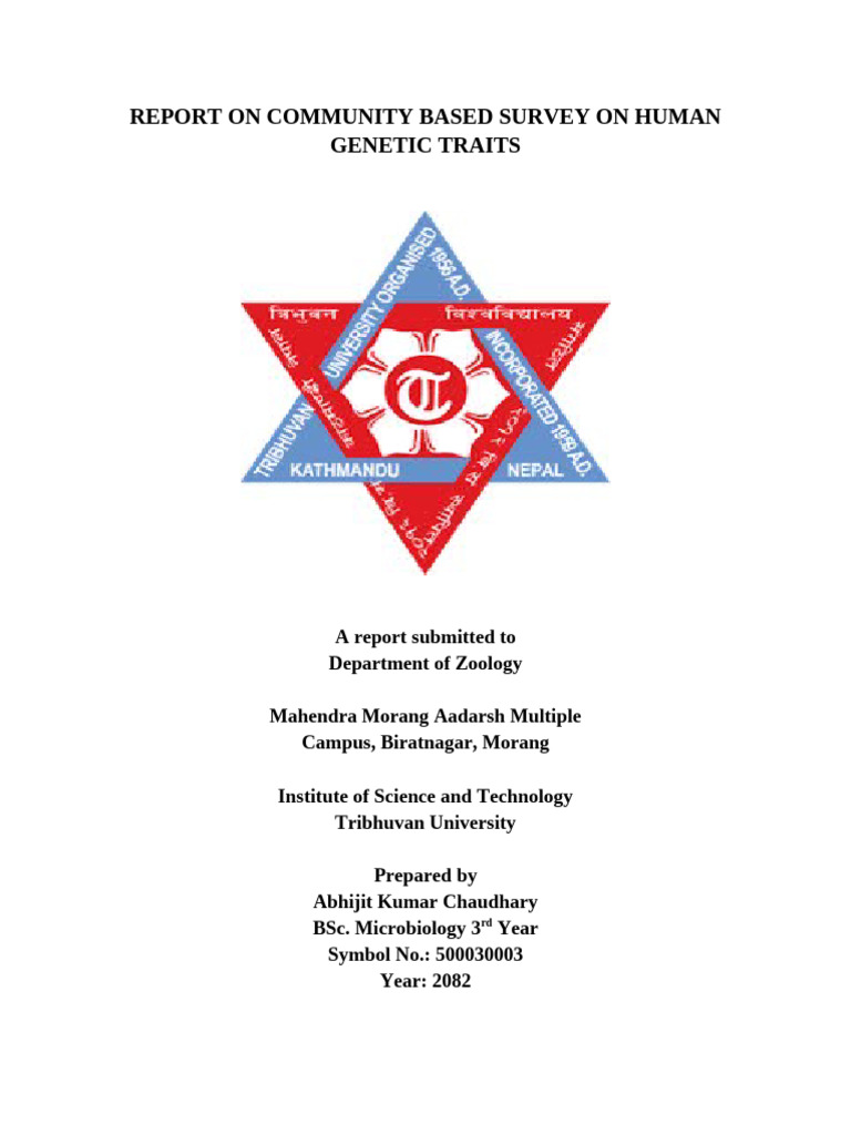 Report On Community Based Survey On Human Genetic Traits | PDF