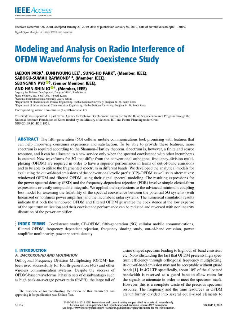Modeling and Analysis On Radio Interference of OFDM Waveforms For Coexistence Study | PDF ...