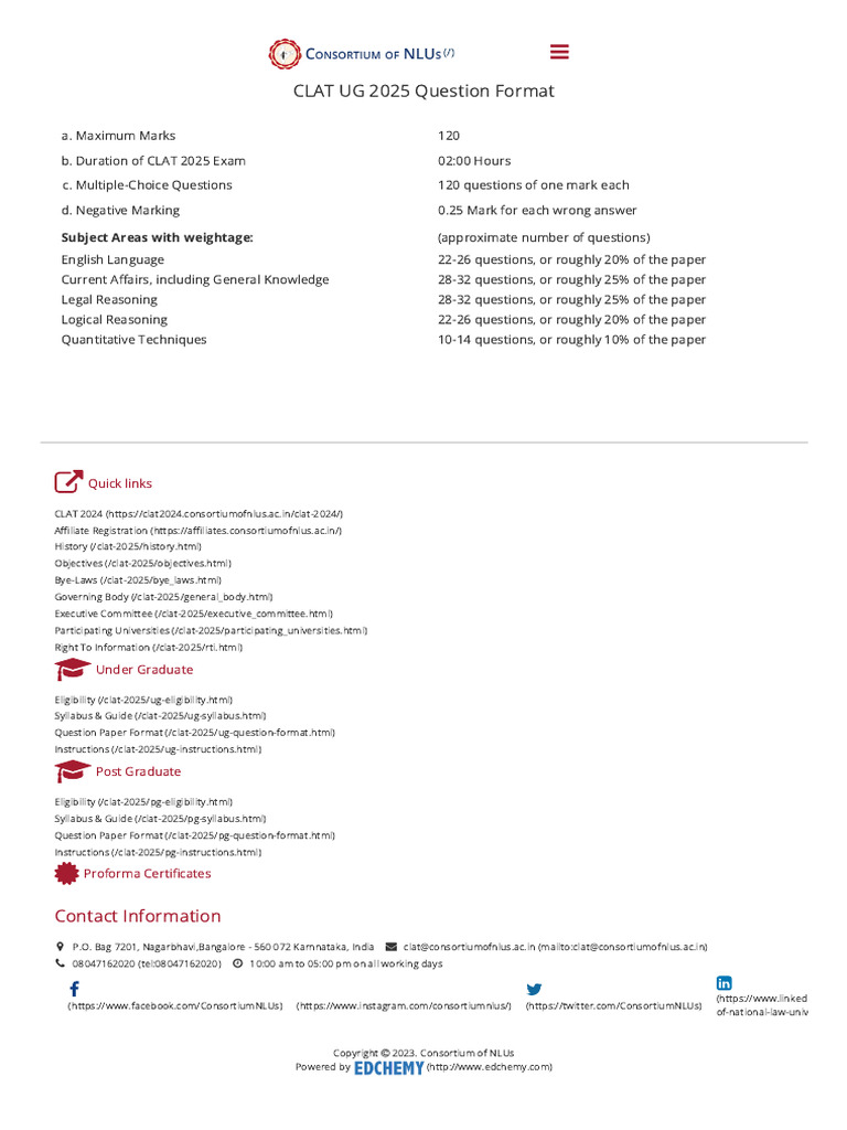 CLAT 2025 UG Question Paper, CLAT 2025 Paper Pattern & Sample Papers ...