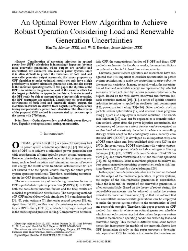 An OPF Algorithm To Achieve Robust Operation Considering Load and ...