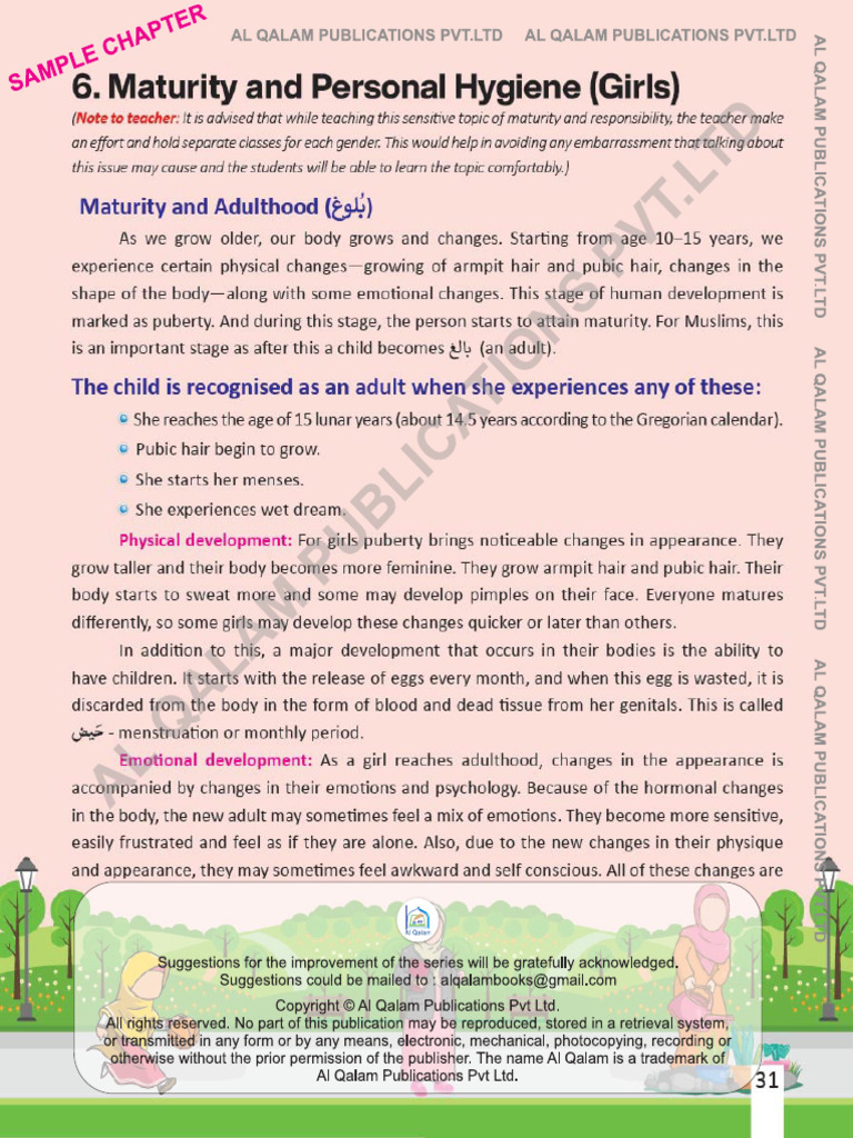 Maturity and Personal Hygiene (Girls) | PDF