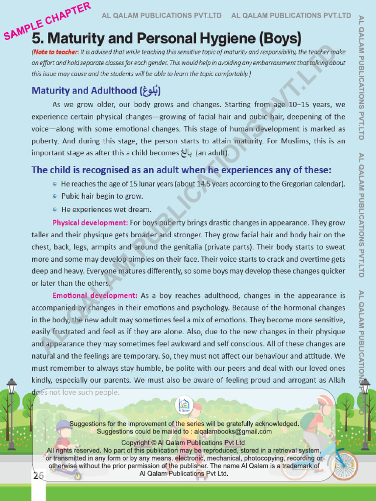 Maturity and Personal Hygiene (Boys) | PDF